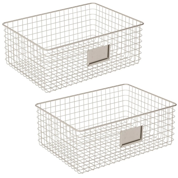 mDesign | Storage & Organization | Wire Kitchen Basket 2 Pack Satin ...
